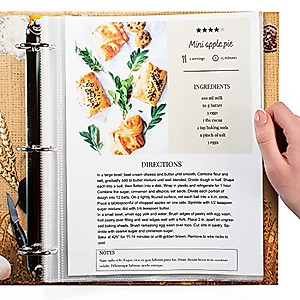 Recipe Sheet Protectors 8.5x11'' for Recipe Binder (25 Sleeves) Top-Loading Plastic Sleeves, Clear Sheet Protectors for 3 Ring Binder, Convenient Refill for Recipes (25 Pack, 8.5 x 11'' - 1 Pocket)