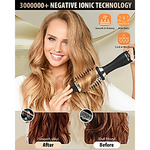BEITMISS Hair Dryer Brush, Blow Dryer Brush Oval Barrel for Quick and Salon-Quality Results, Detachable Hot Air Brush with Ionic Technology Volumizer and Styler for Frizz Control and Shine