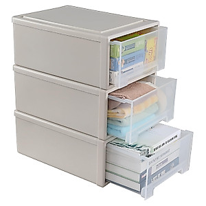 Gloreen 18 L Plastic Storage Drawer Unit, Stacking Desktop Drawer Boxes, 3 Pack