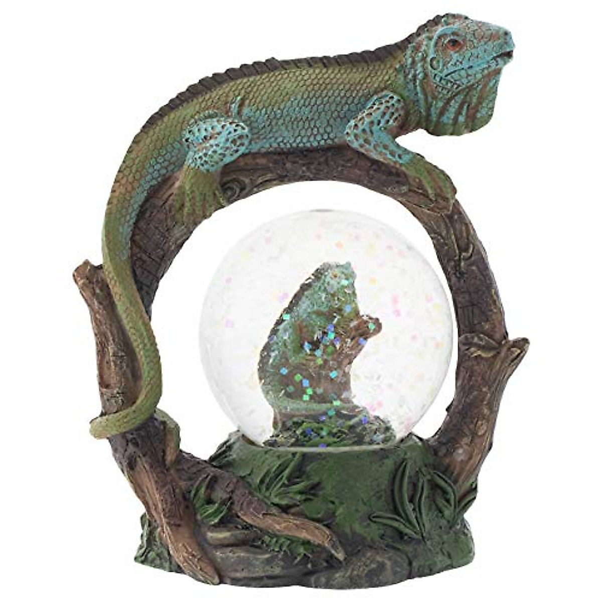 Elanze Designs Green and Blue Scaled Iguana Figurine 45MM Glitter Snow Globe Decoration