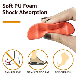 Dr. Shoesert Shoe Filler Inserts for Loose Shoe, Toe Cushion Fillers Make Shoes Fit, Half-Size Insoles Adjust Shoe Too Big for High Heels, Dress Shoes, Casual, Flats 2 Pairs (Orange - Round)