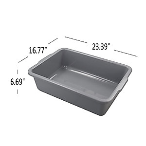 Callyne 4-Pack 32 L Plastic Commercial Bus Box, Large Bus Tubs, Gray