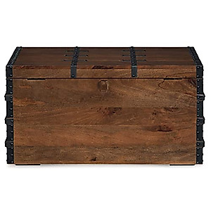 Signature Design by Ashley Kettleby Vintage Wood Storage Trunk or Coffee Table with Lift Top 19", Brown