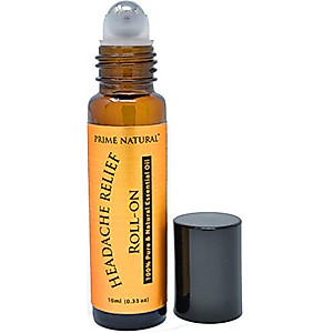 Headache Relief Essential Oil Roll On 10ml, Pre-Diluted, Ready to Use Roller for Migraine, Tension, Calming, Soothing, Grounding, Sore Muscles, Sprain & Sleep