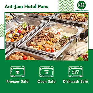 HECMAC 6 Pack Anti-Jam Hotel Pans, 1/3 Size 4 Inch Deep, Commercial Stainless Steel Chafing Steam Table Pan, Catering Storage Metal Food Pan