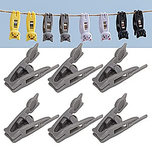 Cat Design Chip Clips, 6pcs Plastic Chip Bag Clip Kitchen Clips Multifunctional Small Clips for Bread Bag, Potato Chip Bag Clothesline Clip(Grey)