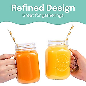 Estilo Mason Jar Mugs with Handle Mason Jars 16 oz with Lids Mason Jar Drinking Glasses Mason Jar Glasses with Handles Mason Jar Cups Smoothie Cups Overnight Oats Jars Mason Jar Set of 6