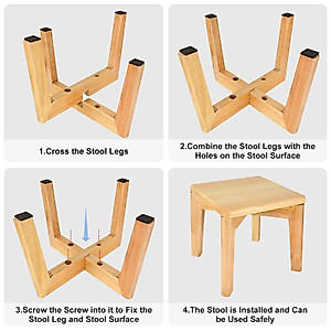 WOPPLXY Bamboo Wooden Foot Stool, 10 Inch Small Step Stools, Holds Up to 300lbs, Small Wood Stool for Kitchen Bathroom Bedroom