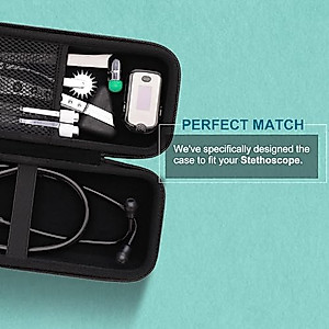 Stethoscope Case - LTGEM Hard Case for 3M Littmann Classic III Monitoring, MDF Acoustica Deluxe Lightweight Dual Head Stethoscope. Mesh Pocket for Accessories