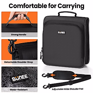 SUNEE Zipper Binder Bag with Laptop Pocket and Shoulder Strap, 3 Inches 3-Ring Organizer Binder for Middle School, Black