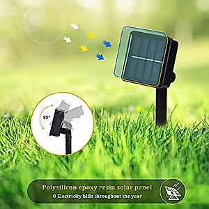 Solar Rope Lights Outdoor, 2 Pack 100 LED Solar String Lights Waterproof 8 Lighting Modes 33ft Copper Wire Fairy Lights for Fence Garden Patio Yard Hall Wedding Party Christmas Halloween (Warm White)