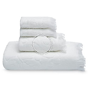 GOLD TEXTILES Fantasy Collection Premium Bathroom Towel Set Includes Oversized Bath Towel (27x54) - Hand Towel (16x30) 2 washcloths (13x13) - Perfect for Gift, Home,Hotel –Lightweight(White, Elegance)