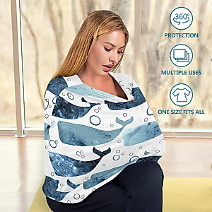 Nursing Cover Breastfeeding Scarf Whale- Baby Car Seat Covers, Stroller Cover, Carseat Canopy (j)