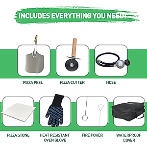 Gas Pizza Oven with 16" Pizza Stone - Caprihom Outdoor Portable Pizza Ovens for Outside Kitchen Pizza Maker Oven Stainless Steel Pizza Oven Countertop