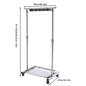 Wet Mops Rack Movable Broom Holder, Movable Closet Storage Cabinet Mop Rack with 5 Slots 6-Hook, Floor Standing Cleaning Tool Rack for Garden Garage Schools Hotels Hospitals Property Companies