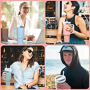 2 Pcs Tumbler Lid Replacement Fits for Stanley Cup 40 oz, Spill Splash Resistant Replacement Lids, Clear Tumbler Covers for Stanley Cup H2.0 Accessories(Milk White)