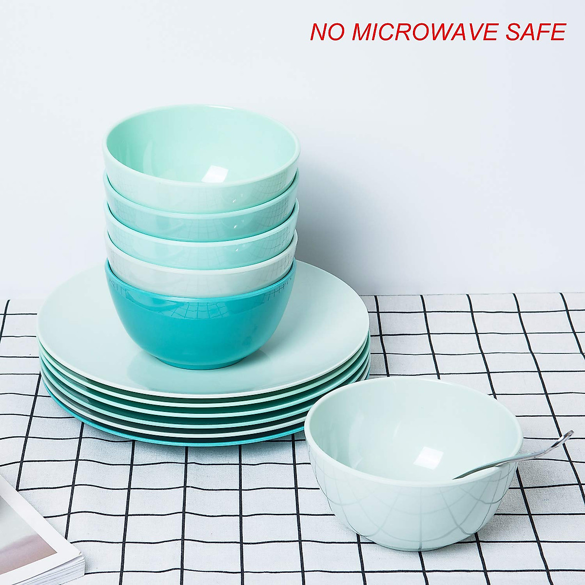 KX-WARE 28-ounce Melamine Bowls set, 6-inch 100% Melamine Cereal/Soup/Salad Bowls, set of 6 in Cool Assorted Colors