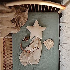 mushie Extra Soft Muslin Fitted Crib Sheet | 28"x 52" (Roman Green)