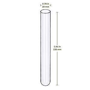 FunChem Glass Test Tubes, Pack of 20 Sturdy Round Bottom Clear Test Lab Tubes, 20 mm O.D. X 150 mm Length YQ-TestTube-ALL 20 O.D. x 150 mm Length