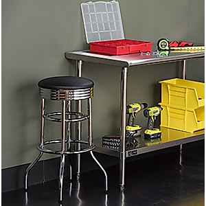 TRINITY Heavy Duty 30-Inch Backless Swivel Bar Stool for Kitchen, Garage, or Workshop, Chrome Finish with Faux Leather Seat, 2 Pack, Black