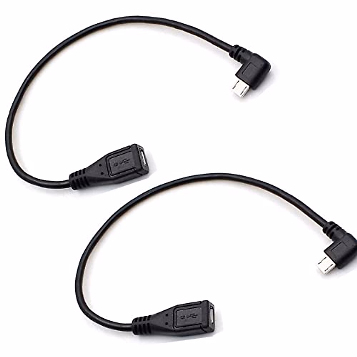 Micro USB Left Angle,Micro USB Extension Cable, 90 Degree Micro-B Male to Female Extension Cable, Data Transferring Cable Suitable for Samsung, HTC, Huawefti, Driving Recorder,Sony and More （2 pack）