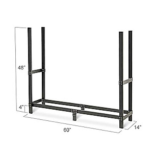 Pilgrim Home and Hearth Pro 60" Rack Outdoor Firewood Log Holder with Cover, Durable Black Powder Coat