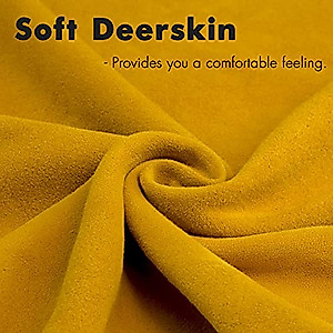 FEISHDEK Kids Work Gloves Age 2-14, Extra Soft Deerskin Suede, Durable, Flexible Toddler Youth Genuine Leather Gloves for Kids Yard Work, Working, Gardening (Small, Yellow, 2-4 Years Old)
