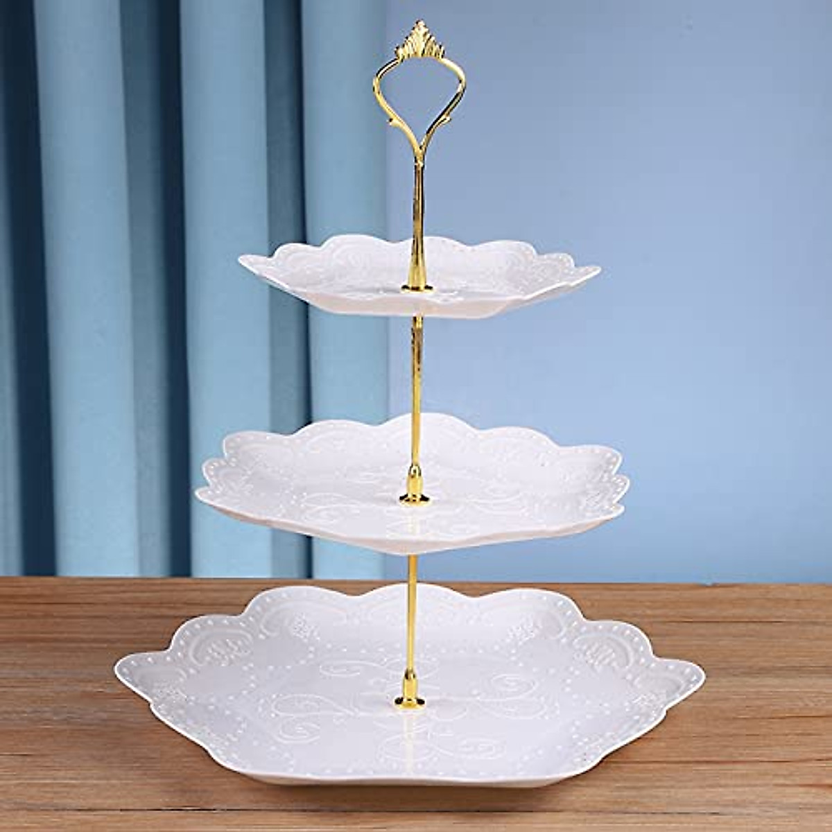 3 Pcs 3-Tier Cupcake Stand Fruit Plate Cakes Stand Tower for Halloween Wedding Home Birthday Tea Party Serving Platter (Hexagon)