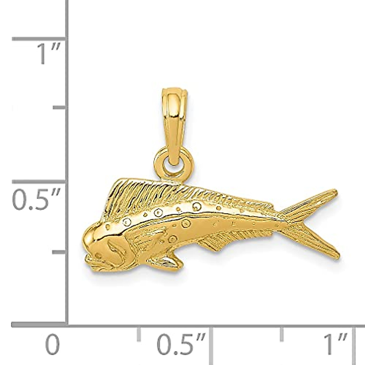 IceCarats 14K Yellow Gold Mahi Fish Necklace Charm Pendant 28mm x 22mm Only