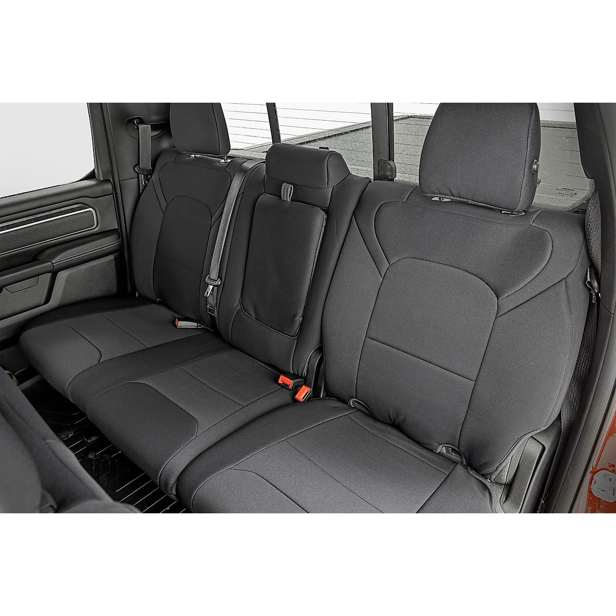 Rough Country Neoprene Seat Covers for Dodge Ram 1500 (2019-2024) - UV & Water Resistant Ram Seat Covers, Foam Padded Seat Covers for Trucks Full Set - Front & Rear Seat Covers