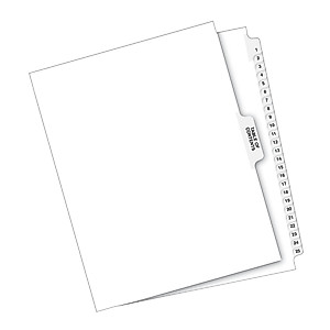 Avery Premium Collated Legal Exhibit Divider Set, Avery Style, 1-25 and Table of Contents, Side Tab, 8.5 x 11 Inches, 1 Set (11370)