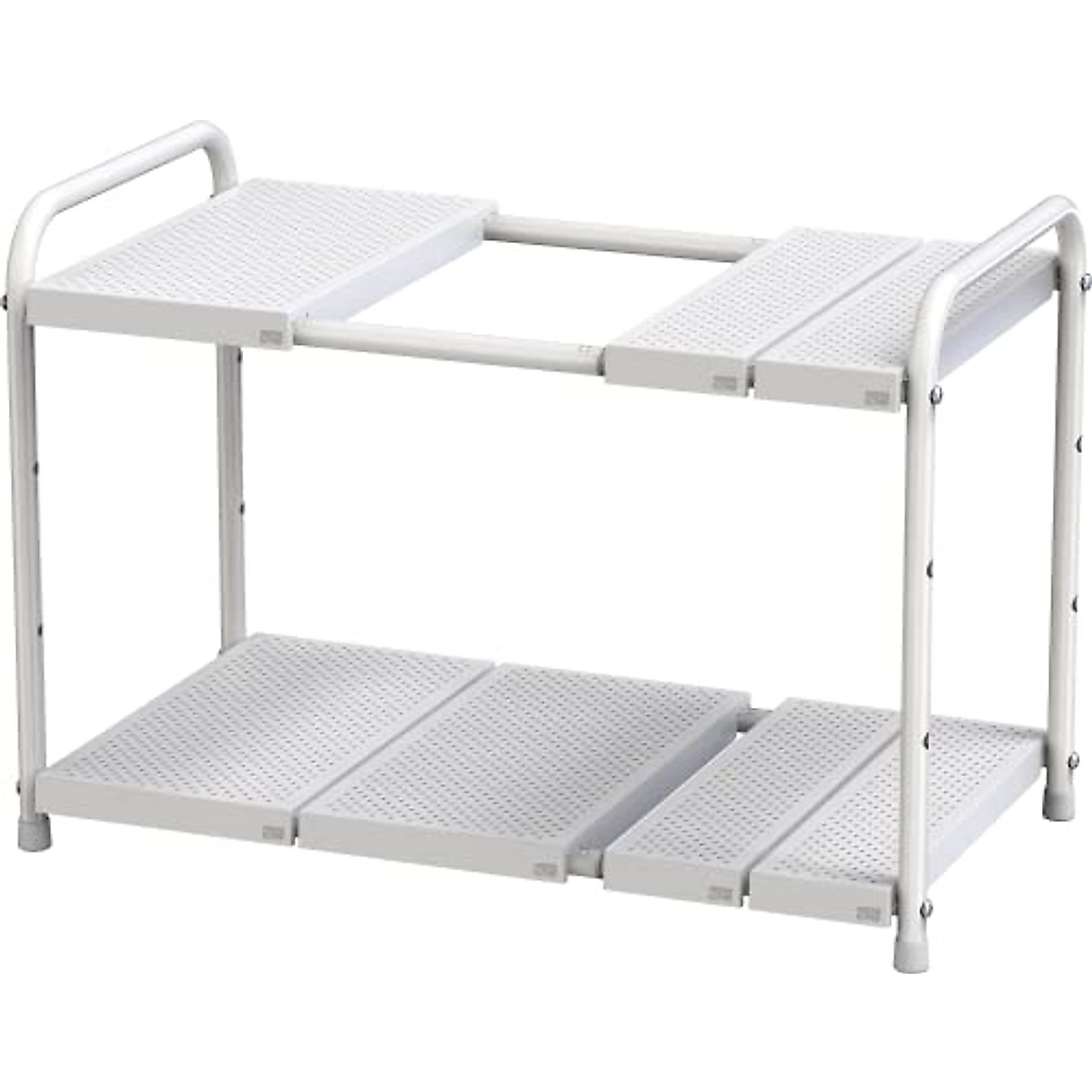 DecoBros Under Sink 2 Tier Expandable Shelf Organizer, White