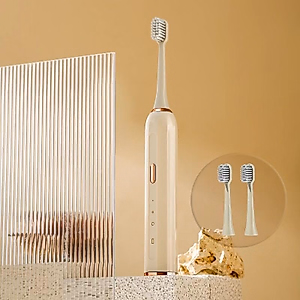 GIAVGIAV Soft Electric Toothbrush for Braces, Sonic Tooth Brush with Timer, Powered Toothbrush for Adults, 5 Dupont Brush Heads, 5 Modes & 40,000 VPM Motor for 75 Days, Green