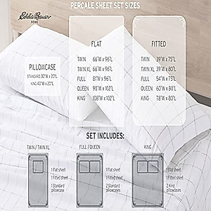 Eddie Bauer - Twin Sheets, Cotton Percale Bedding Set, Crisp & Cool Home Decor, Dorm Room Essentials (Downstream, Twin)