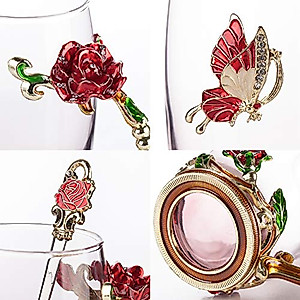 BTaT- Tea Cups, Pack of 2, Glass Tea Cup, Tea Cup, Fancy Tea Cups, Gifts for Women, Tea Mugs for Women, Flower Tea Cup, Blown Glass, Tea Cup Gift, TeaCup, Tea Sets for Women, Mother's Day Gift