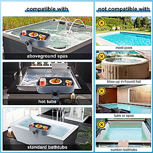 Hot Tub Tray, Hot Tub Drink Holder, Adjustable Hot Tub table, Hot Tub Table Tray with 2 Cup Holders, Nonslip Heavy-Duty Hot Tub Shelf for Aboveground Bathtub, Spa, Hot Tub Accessories for Adults