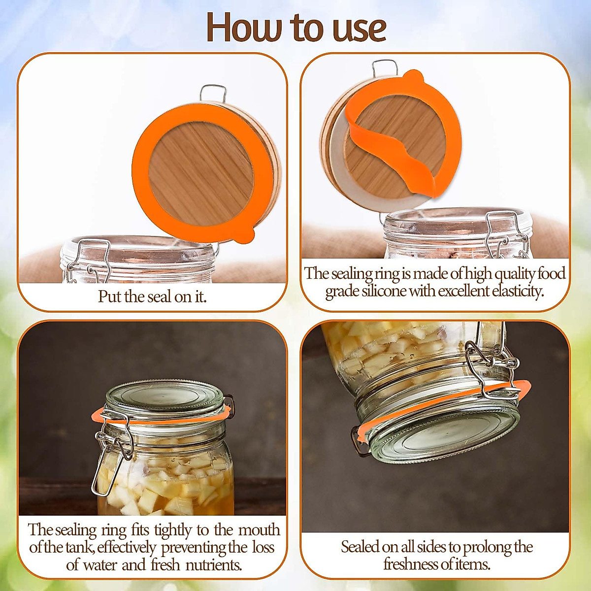 4 Pcs Rubber Seals for Glass Jars, 4.5" Silicone Gasket, Sealing Rings for Glass Clip Top Jars, Leak-Proof Canning Silicone Fitting Seals