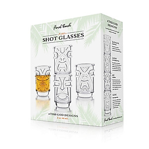 Final Touch 2oz. Tiki Shots, Set of 4 Clear Glasses (TK5301)