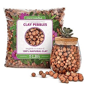 Stock Your Home 5Lbs LECA Balls Expanded Clay Pebbles Hydroponics Soil Supplies for Indoor Garden Plants - Organic Aquaponics Grow Media Drainage Layer Terrarium