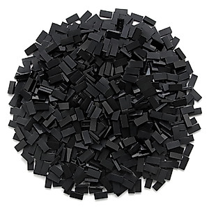 Black 1×2 Tile ×700 Parts and Pieces Flat MOC Bricks, Bulk Building Blocks for Smooth Surface Wall Floor, Toy Accessories Compatible with Major Brands