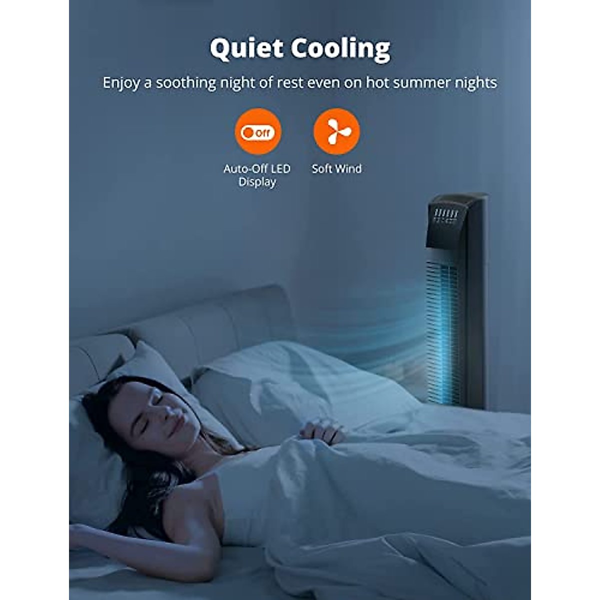 Tower Fan, 35” Oscillating Cooling Fan with 3 Speeds & 3 Modes, Auto Mode, Remote Control, LED Display, 12-Hour Timer, Portable Stand Up Floor Bladeless Fan for Bedrooms, Living Rooms, Kitchen, Offices