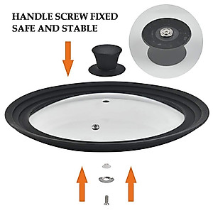 FOCCTS Universal Lid for Pots and Pans, Tempered Glass Skillet Lid, Universal Pan Lid Frying Pan Lid with Heat Resistant Silicone Rim, One Size Fits 10", 11" and 12"