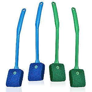 Worldity Fish Tank Cleaning Brush, Aquarium Cleaning Brush, Double-Sided Aquarium Brushes for Cleaning Glass, Aquarium Sponge with Long Handle for Glass Aquariums Fish Tank, Home, Kitchen