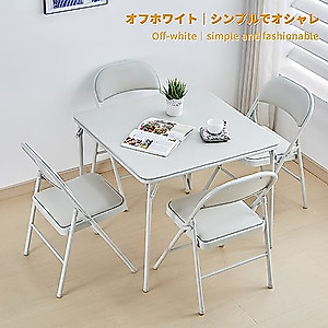 BOOSDEN Folding Chairs 2 Pack, Foldable Chair, Metal Folding Chair, Heavy Duty Folding Chairs with Padded Seats for Outdoor, Indoor, Dining, Party, Off-White