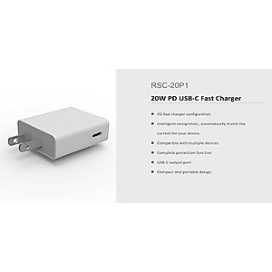 USB C Charger, 20W Fast Type C Charger with PD 3.0, Durable USB Wall Charger Block, Compact Power Adapter for Majority of Mobile Phone Models