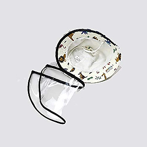 Toddler Bucket Hat Removable Face Shield Hat Cap for Baby Boys Girls Sun Hat UPF50 Anti Spitting Outdoor for Kids, Whiteanimal, 50cm/19.7"=12-24 Months