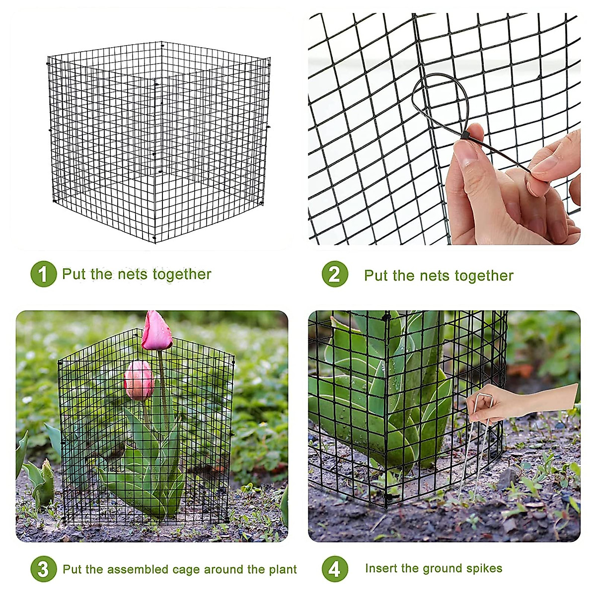 Small Wire Plant Protectors, 6 Pack Square Plant Protectors from Animals Mesh Plant Cage Chicken Wire Cover for Protect Plants, Garden,Shrubs and Vegetables from Animals(12x12 in)