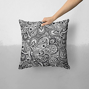 iiRov Black and White Aztec Paisley - Custom Decorative Home Decor Indoor or Outdoor Throw Pillow Cover Plus Cushion Set for Sofa, Bed or Couch (Pillow CASE Cover Plus Cushion)