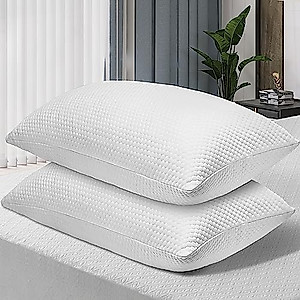 Nctoberows Bed Pillows for Sleeping, Shredded Memory Foam Pillows Standard Size Set of 2 Pack Adjustable Cooling Pillows for Side and Back Sleeper with Washable Removable Cover.