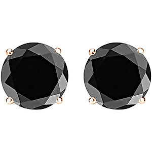 1/2 0.5 Carat Total Weight Black Diamond Solitaire Stud Earrings Pair 14K Rose Gold Popular Premium Collection Push Back